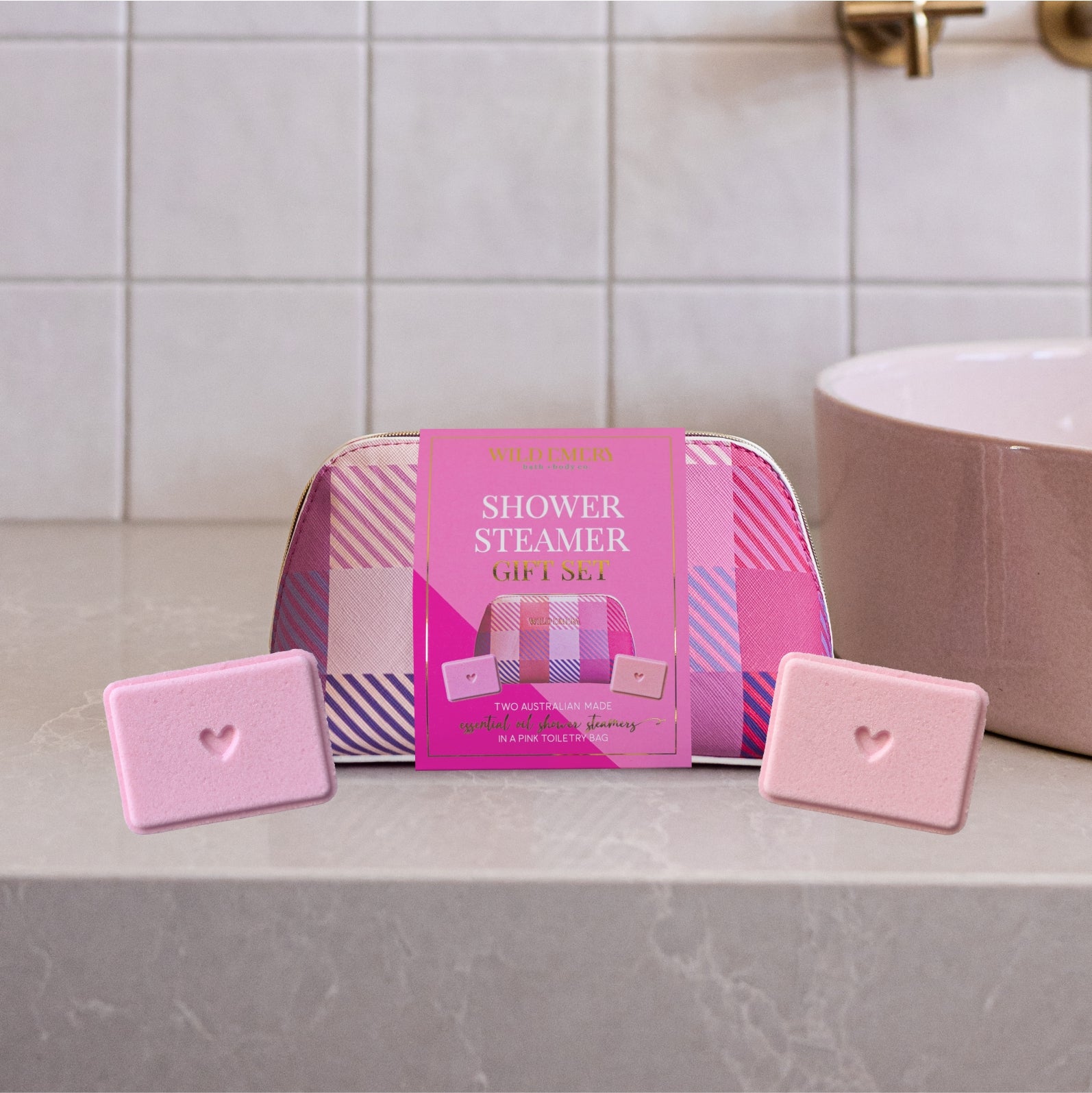 Two Shower Steamer + Pink Bag Gift Set – Wild Emery